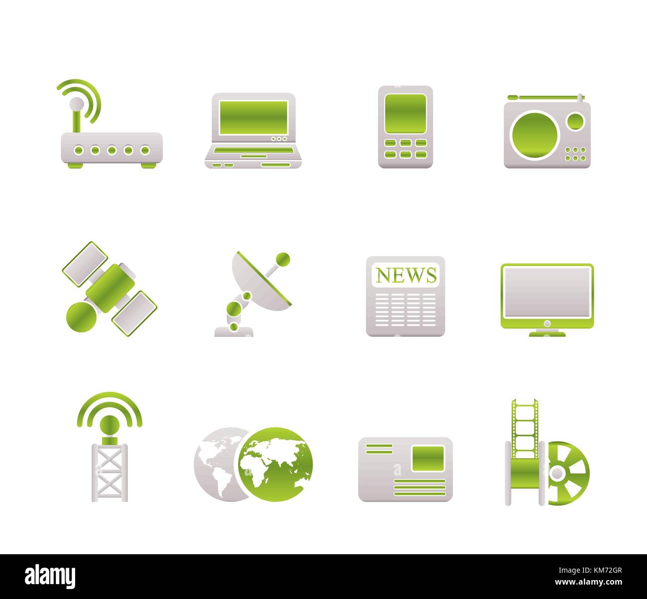 Business, technology communications icons - vector icon set Stock ...
