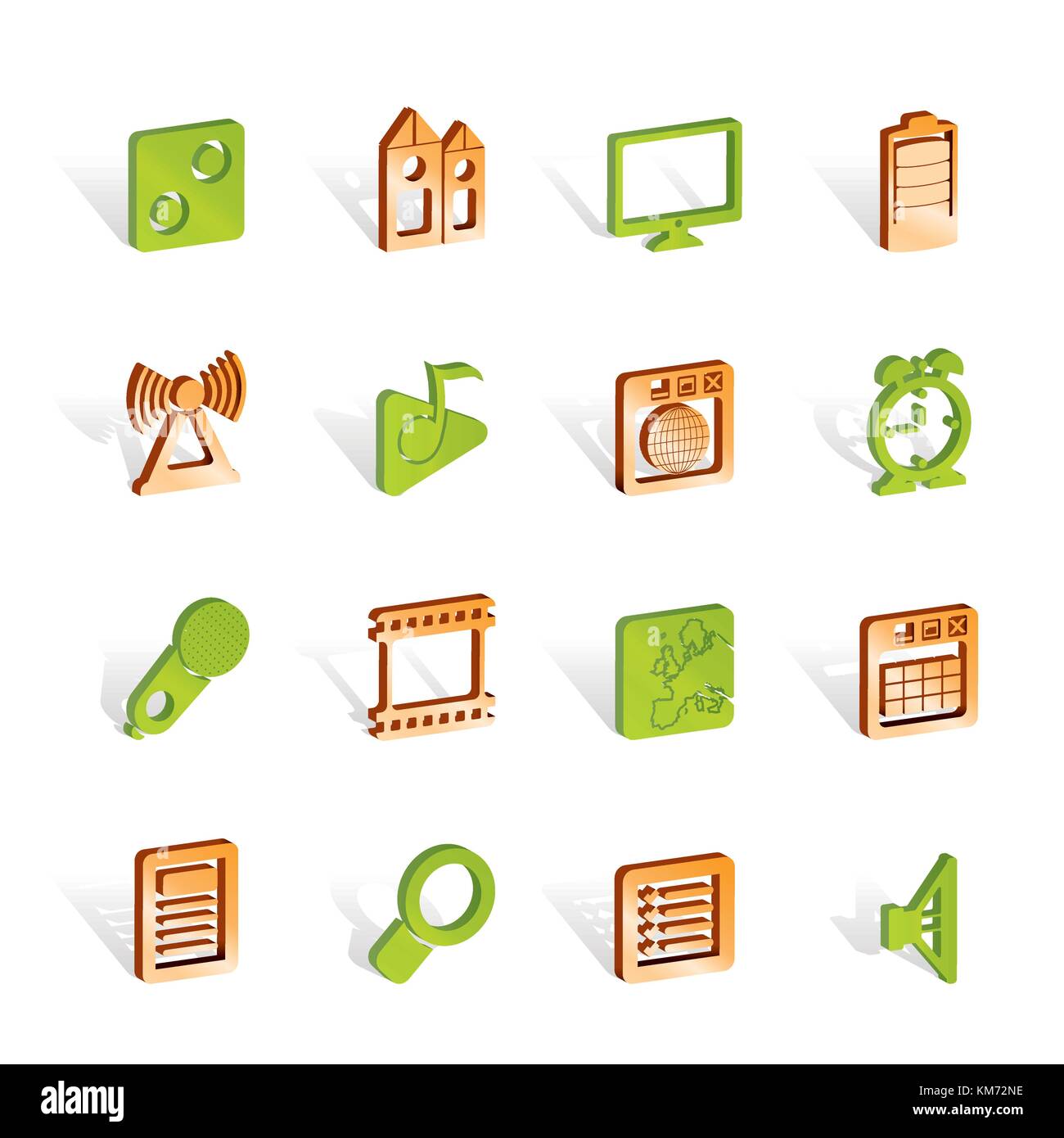 Mobile phone performance, internet and office icons - vector icon set ...