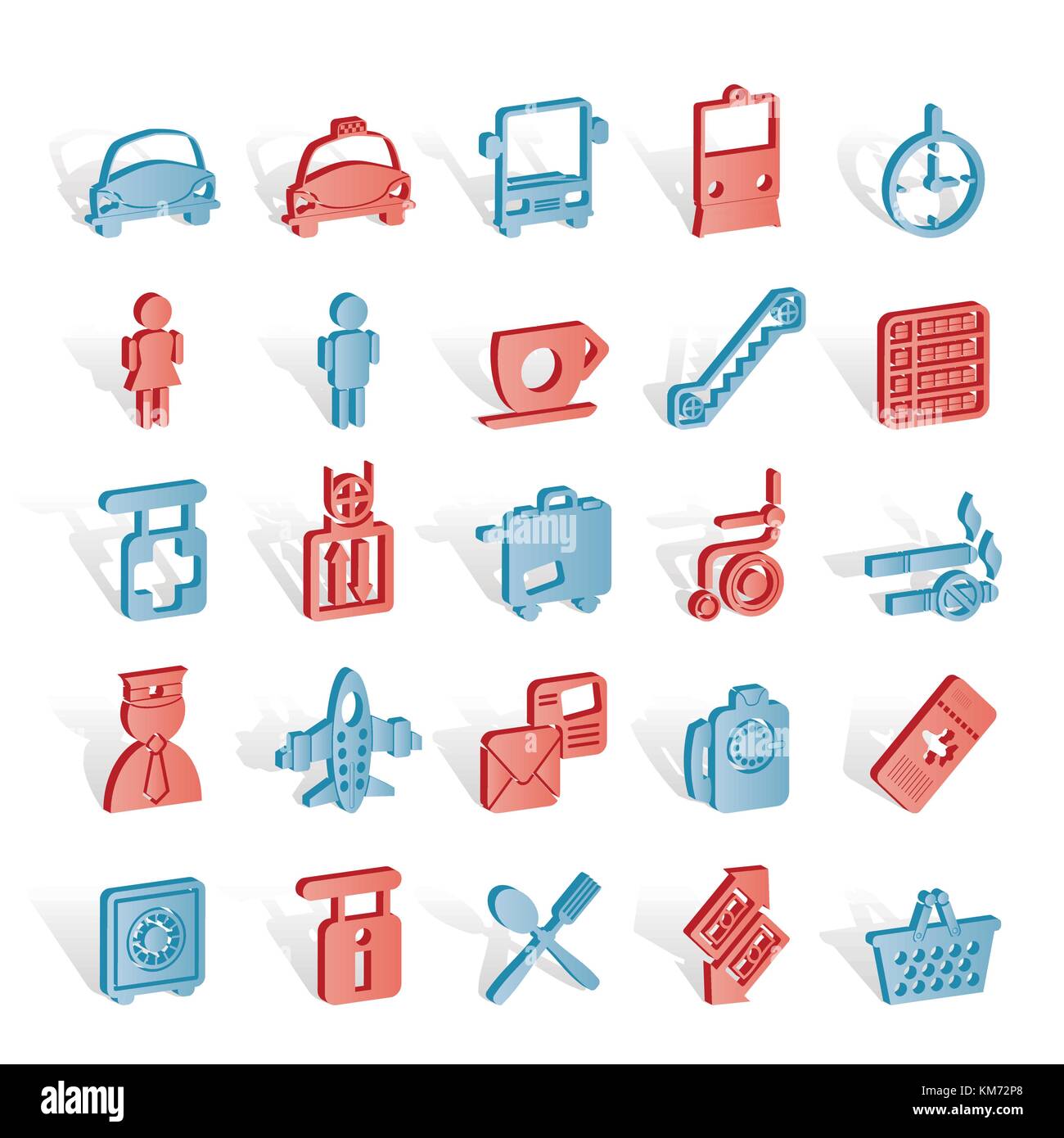 Airport, travel and transportation icons - vector icon set Stock Vector ...