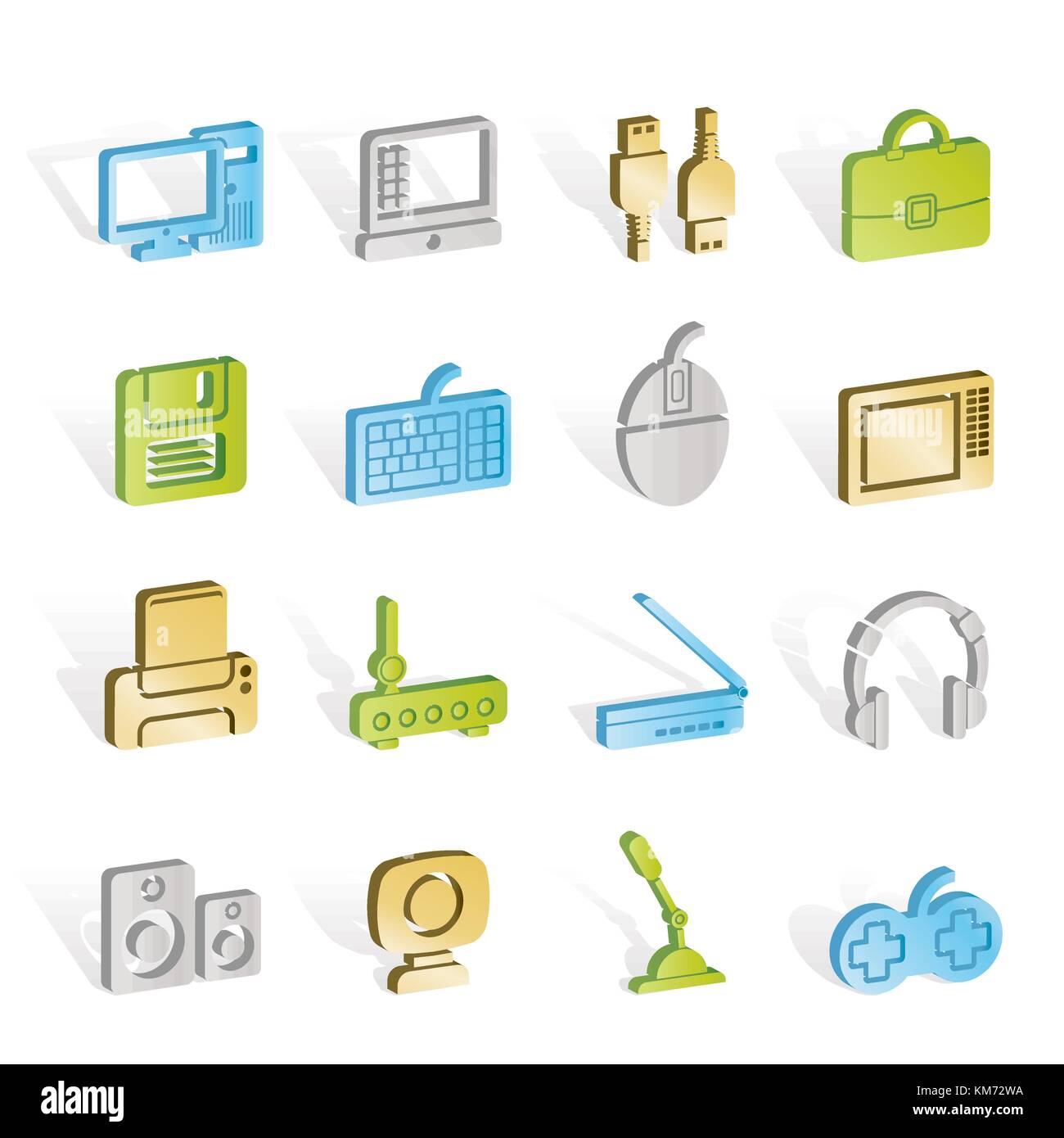 Computer equipment and periphery icons - vector icon set Stock Vector ...