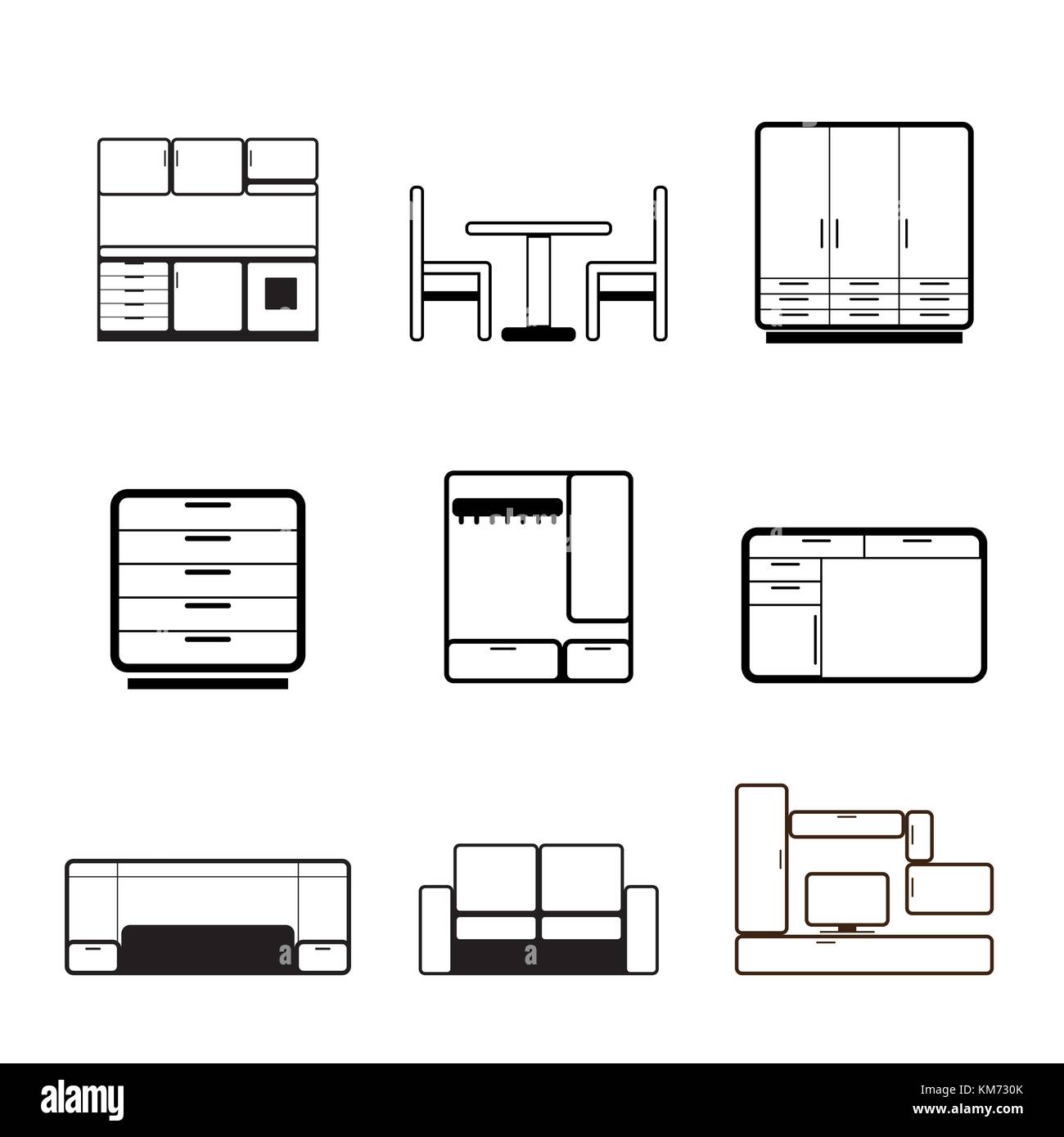 Furniture and furnishing icons - vector icon set Stock Vector Image ...