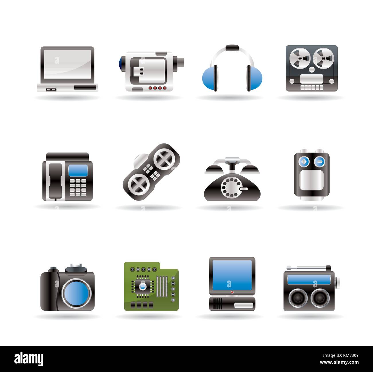 electronics, media and technical equipment icons - vector icon set ...