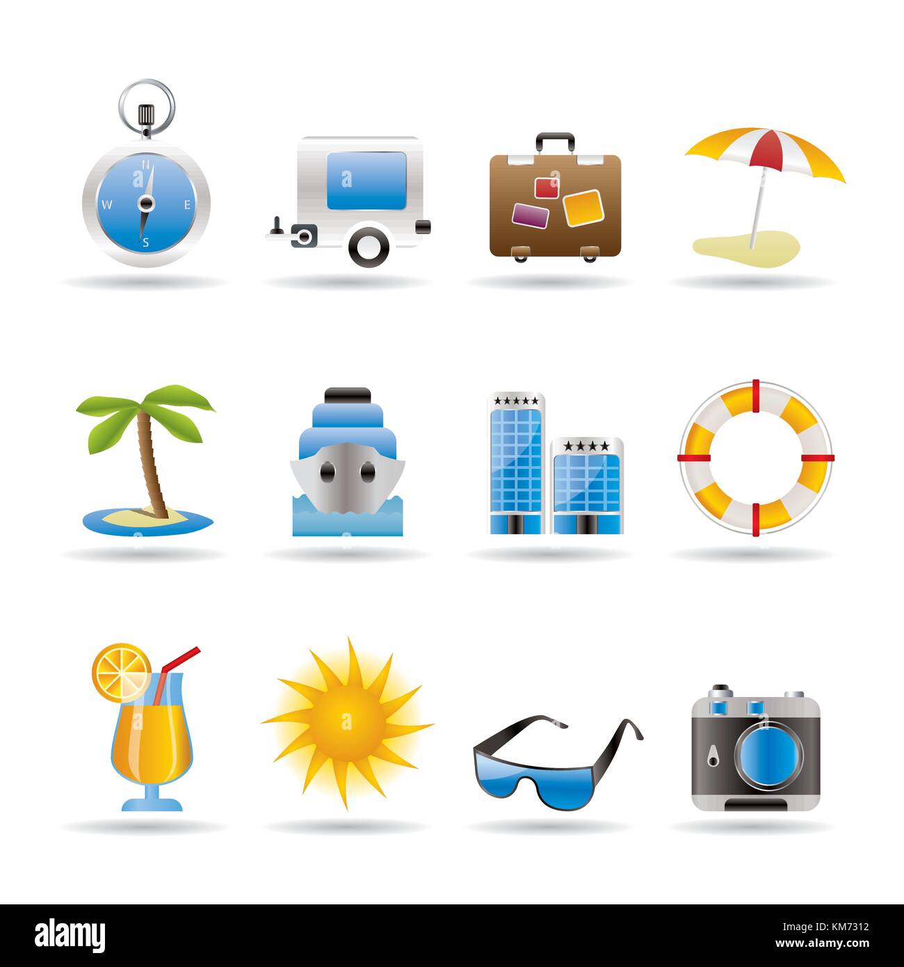 Travel, Holiday and Trip Icons - Vector Icon Set Stock Vector Image ...
