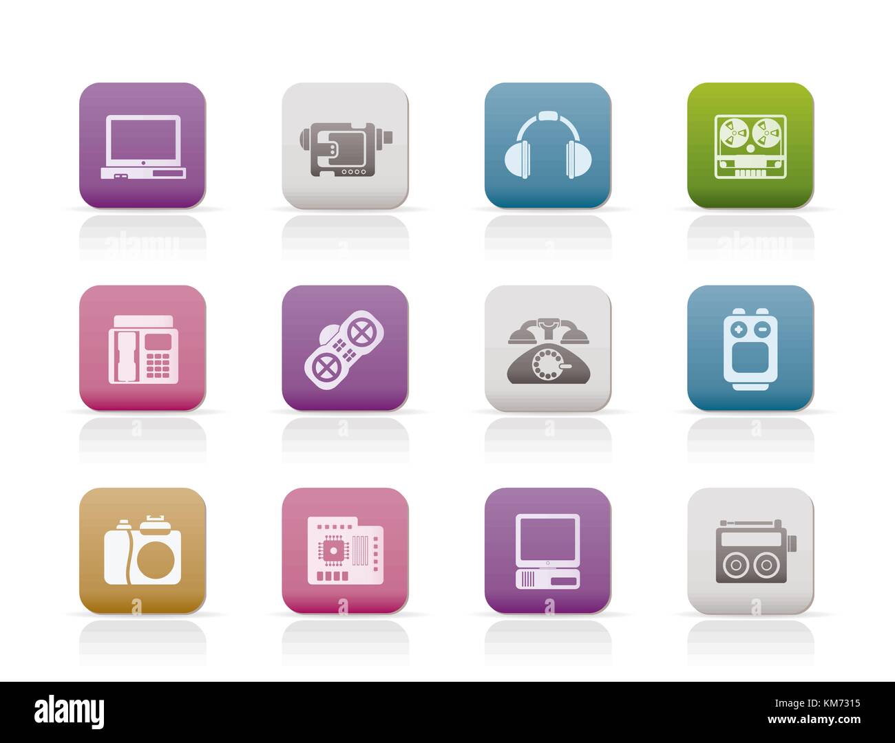 electronics, media and technical equipment icons - vector icon set ...