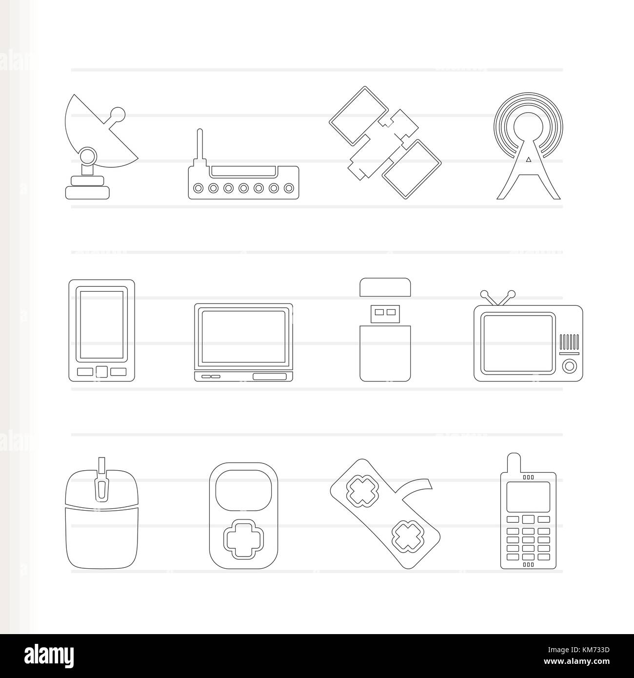 technology and communications icons - vector icon set Stock Vector ...