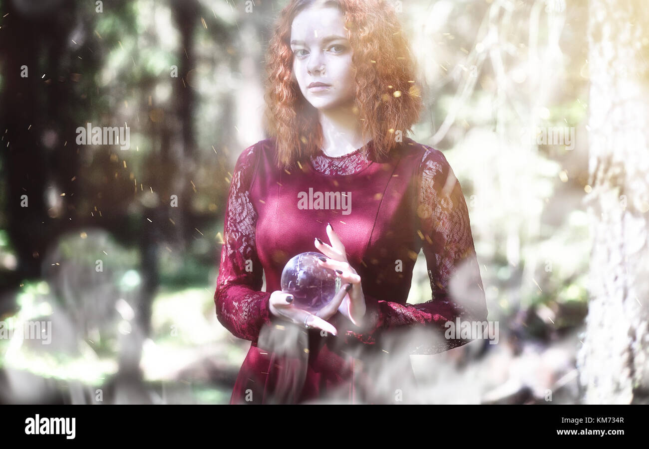 Witch ritual in a forest Stock Photo - Alamy