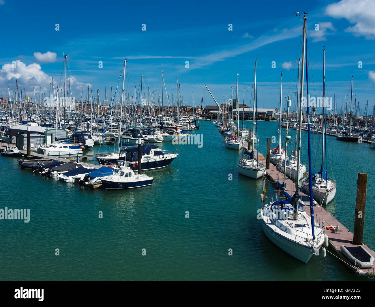 Yachts berthed at Haslar Marina in Portsmouth harbour, Gosport Stock ...