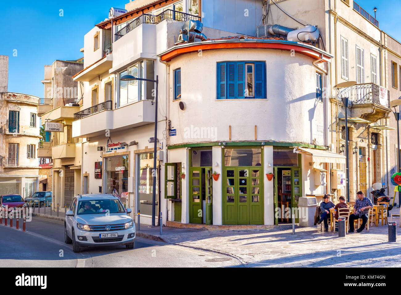LIMASSOL, CYPRUS - FEBRUARY 18, 2017: Commandarias street in Limassol ...
