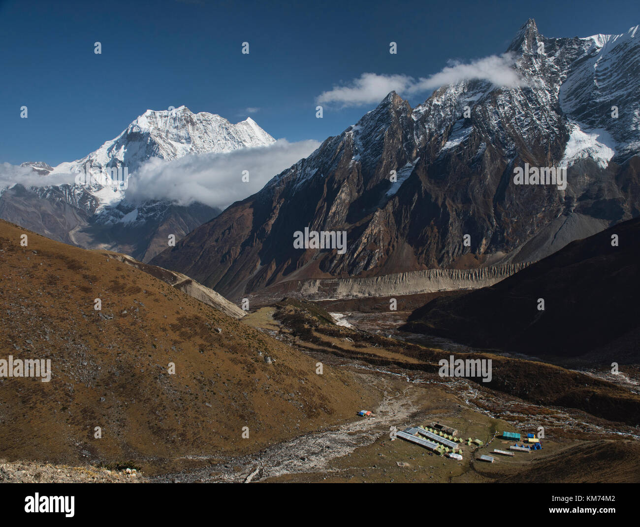 Tent camp in Dharmsala before the Larkya La Pass, Manaslu Circuit ...