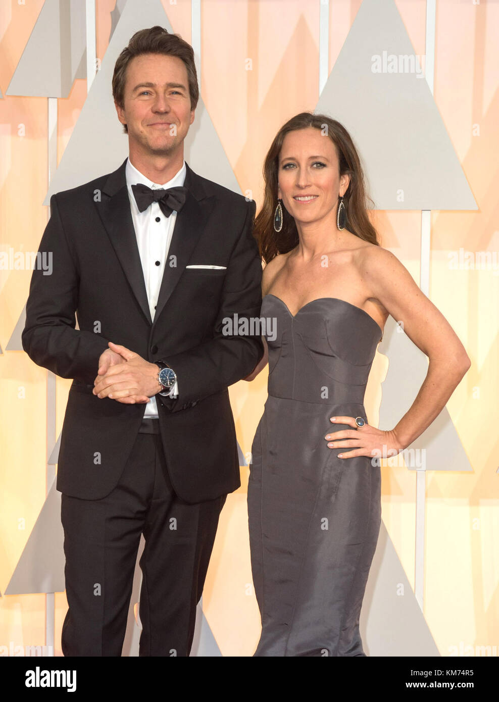 HOLLYWOOD, CA - FEBRUARY 22: Edward Norton and Shauna Robertson ...