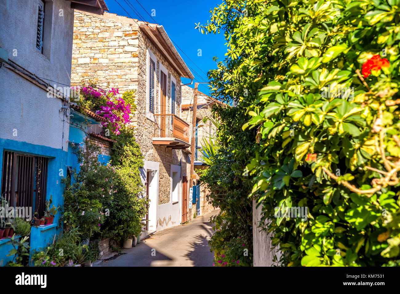 Charming street in an old village of Lefkara. Larnaca District, Cyprus ...