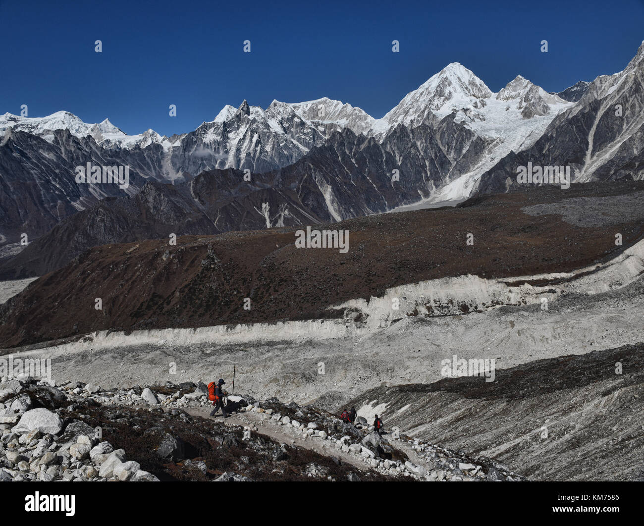 Stunning Himalayan scenery seen during the descent from the Larkya La ...