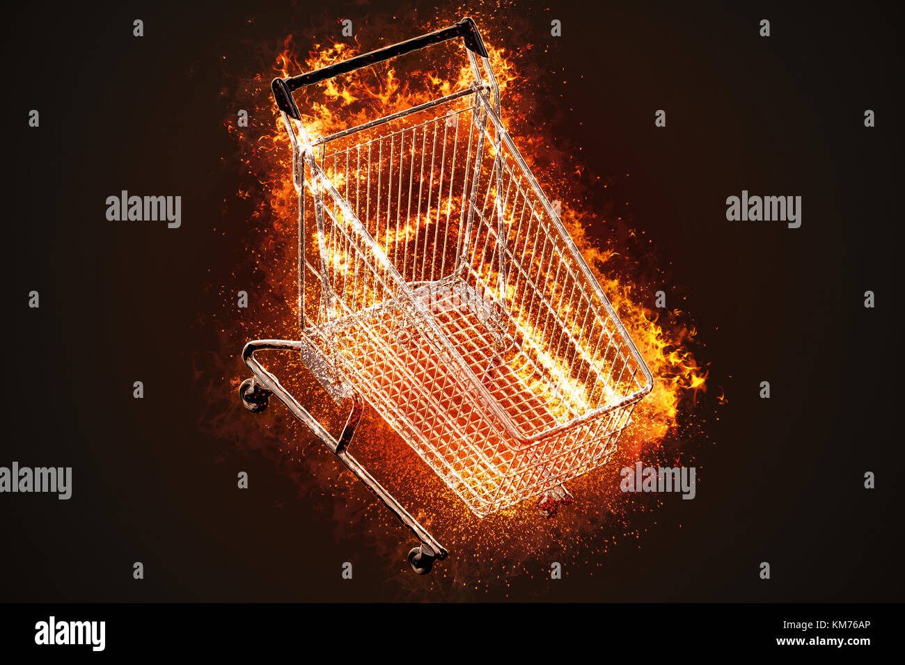 Flaming shopping cart. Business concept. 3D illustration Stock Photo ...