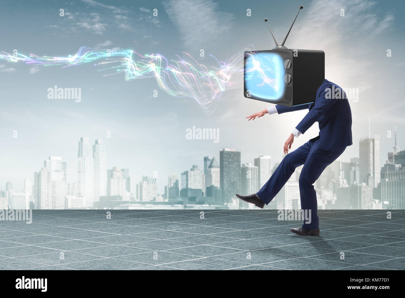 Media zombie concept with man and tv set instead of head Stock Photo ...