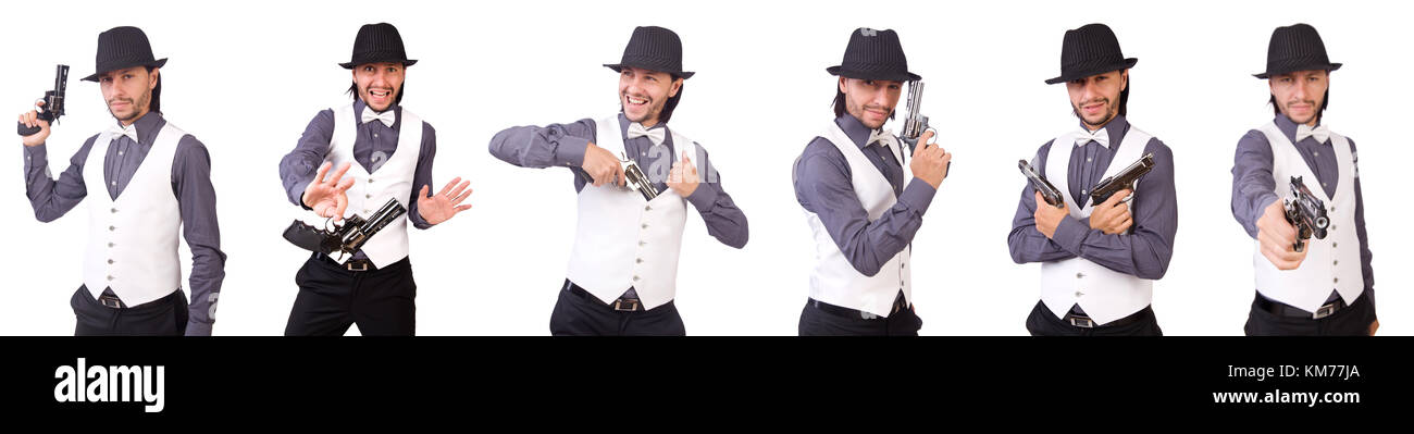 Man with gun isolated on the white Stock Photo - Alamy