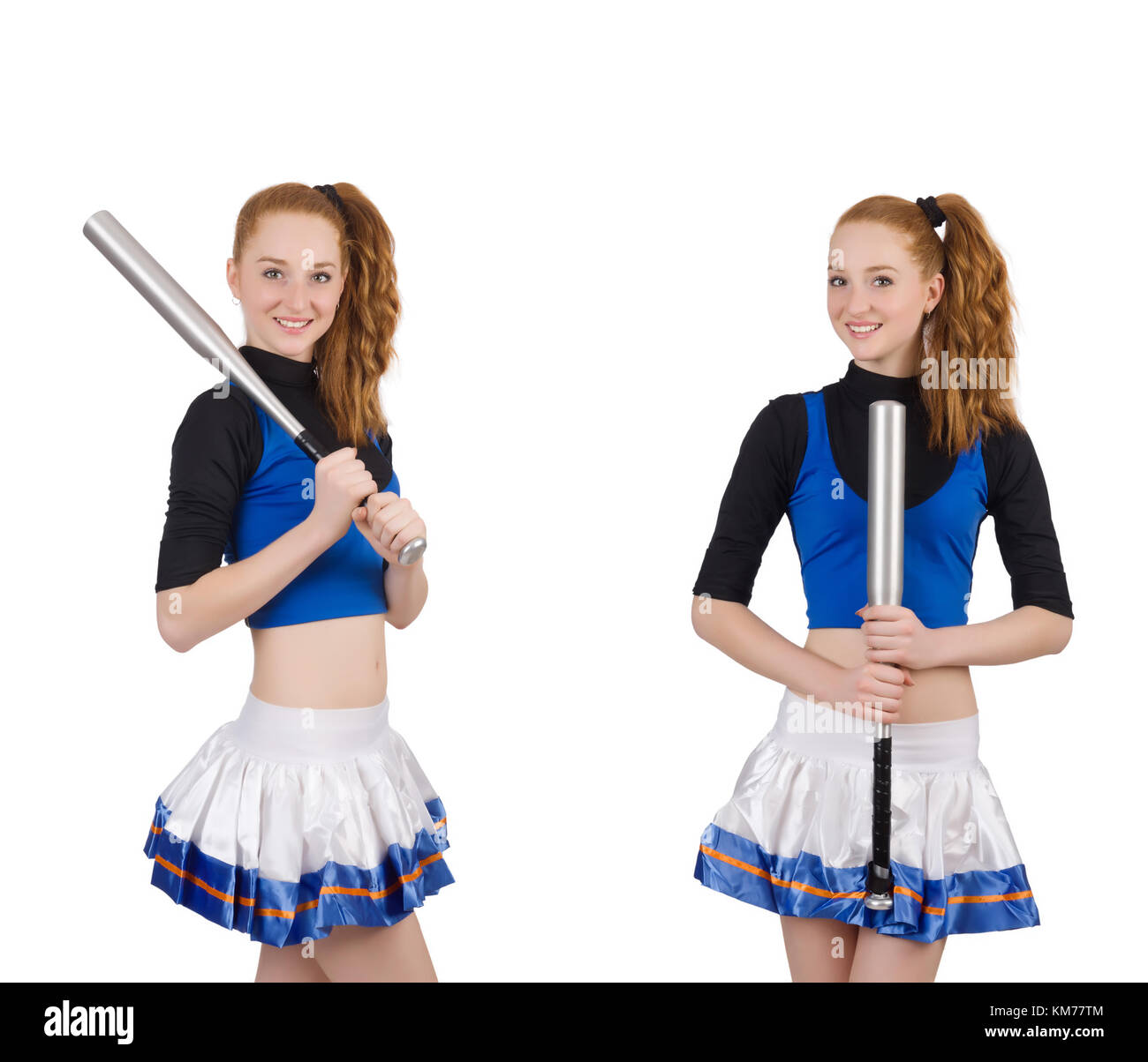 Cheerleader isolated on the white background Stock Photo - Alamy