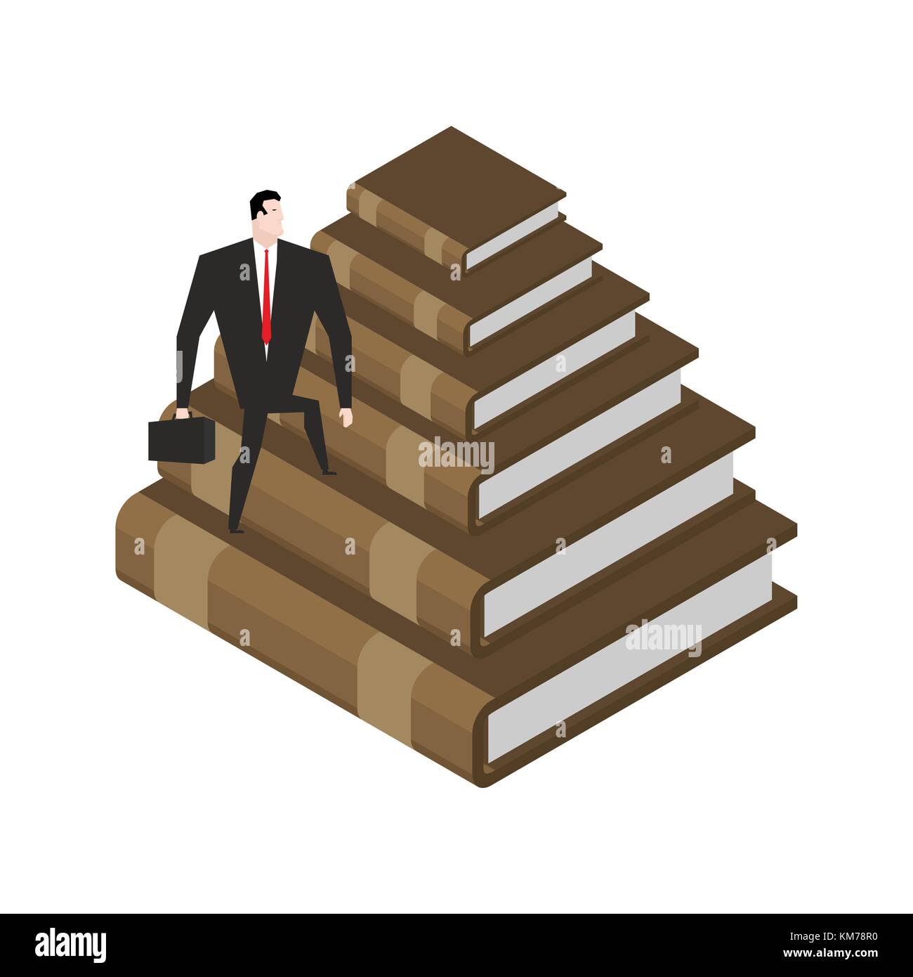 Businessman walks Stairs from books. Knowledge and training concept ...