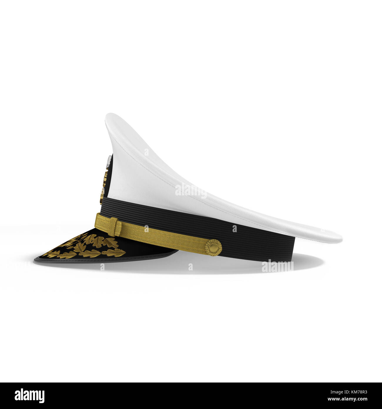 Side view navy officer's cap isolated on a white. 3D illustration Stock ...
