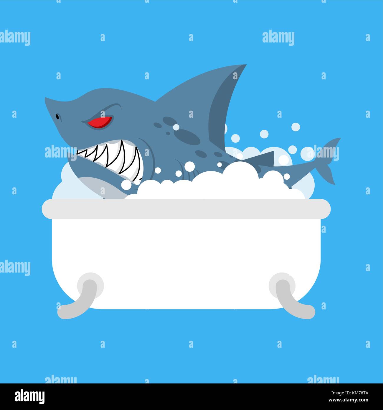 Shark in bath. Sea predator in bathroom. Vector illustration Stock ...