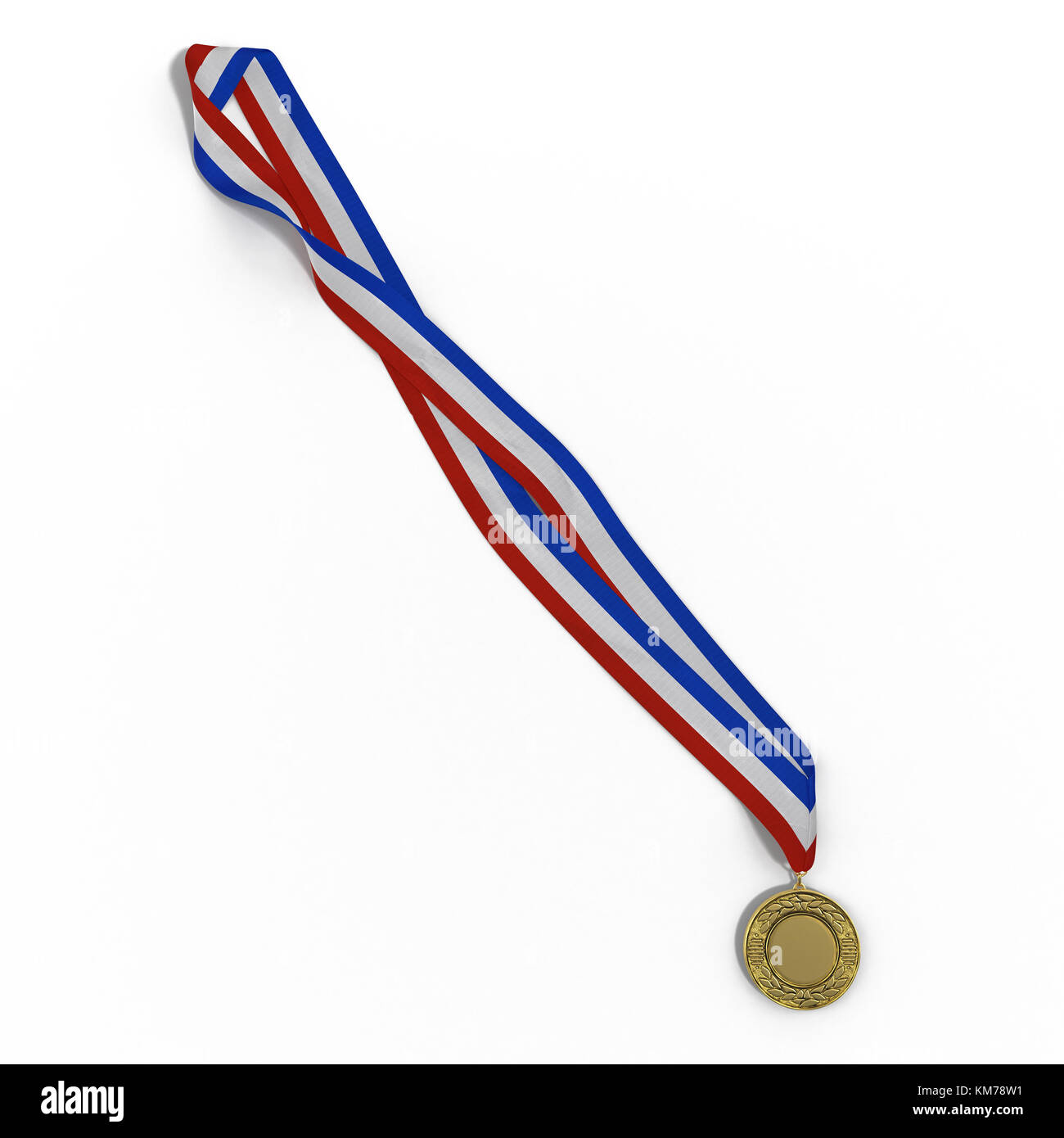 Top view gold medal isolated on white. 3D illustration Stock Photo - Alamy