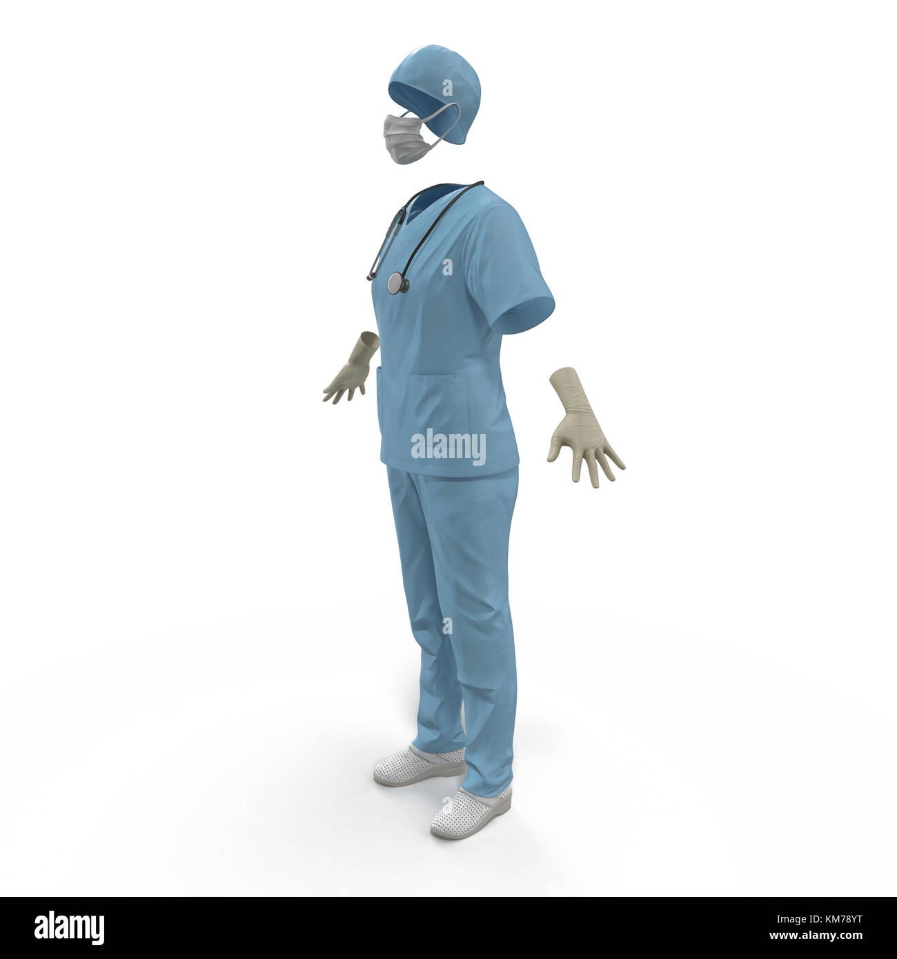 Surgeon dress with stethoscope isolated on white. 3D illustration Stock ...