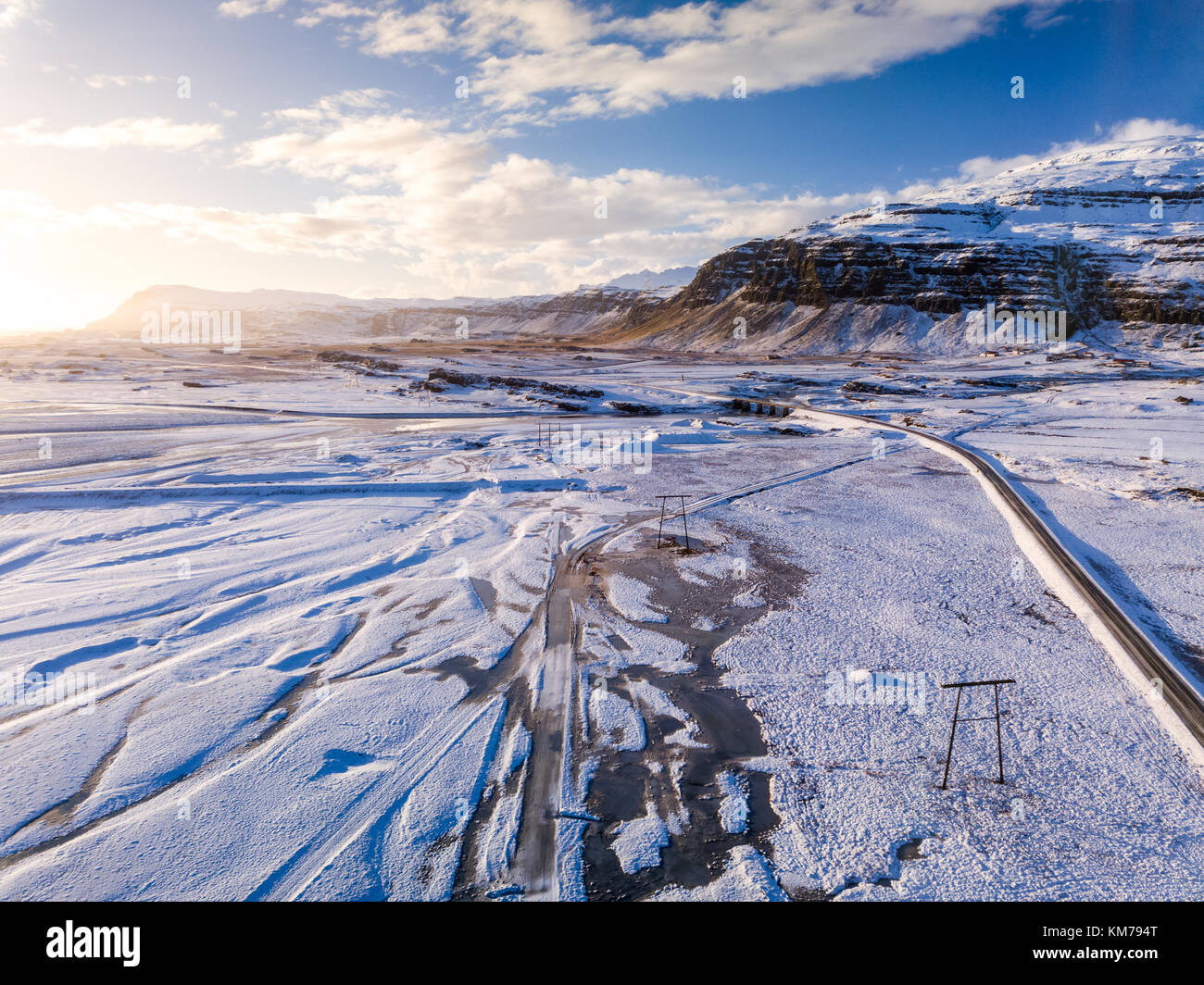 Aerial view of iceland landscape in winter Stock Photo - Alamy