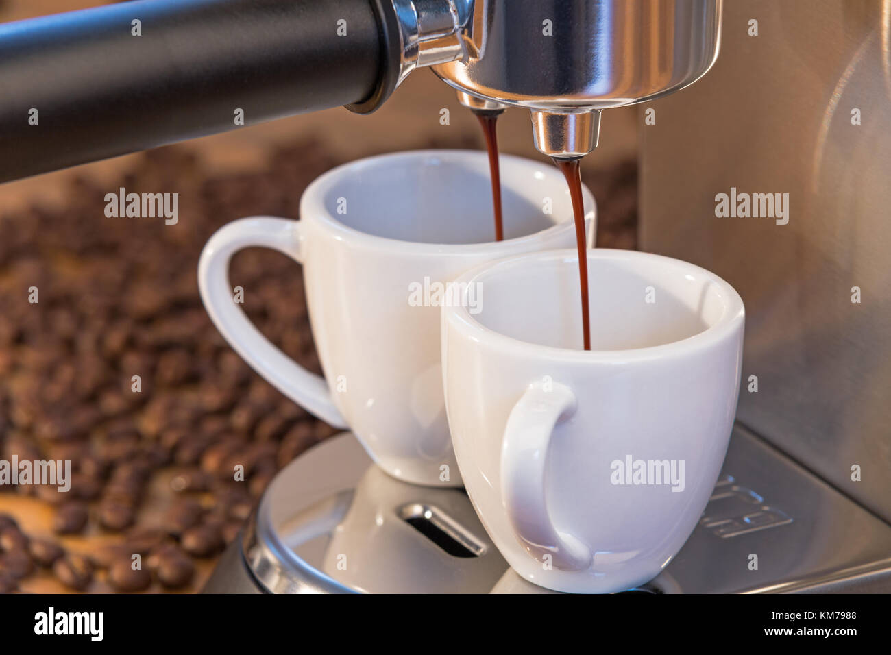 Espresso preparation at home Stock Photo - Alamy