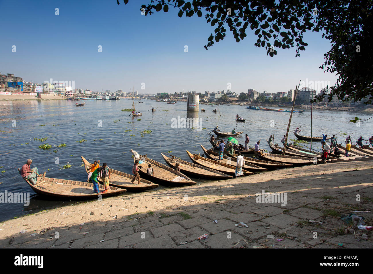 River side views Kamrangirchar boat ghat at sadar ghat terminal, Dhaka ...