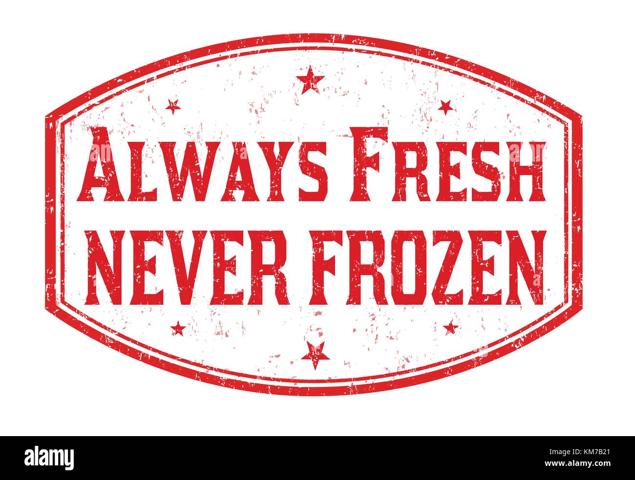 Always fresh never frozen grunge rubber stamp on white background ...