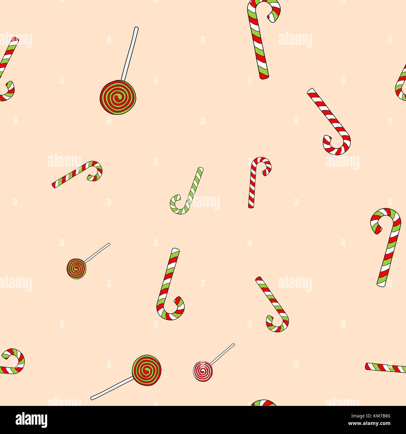 hand drawn vector christmas lollipops seamless pattern Stock Vector ...