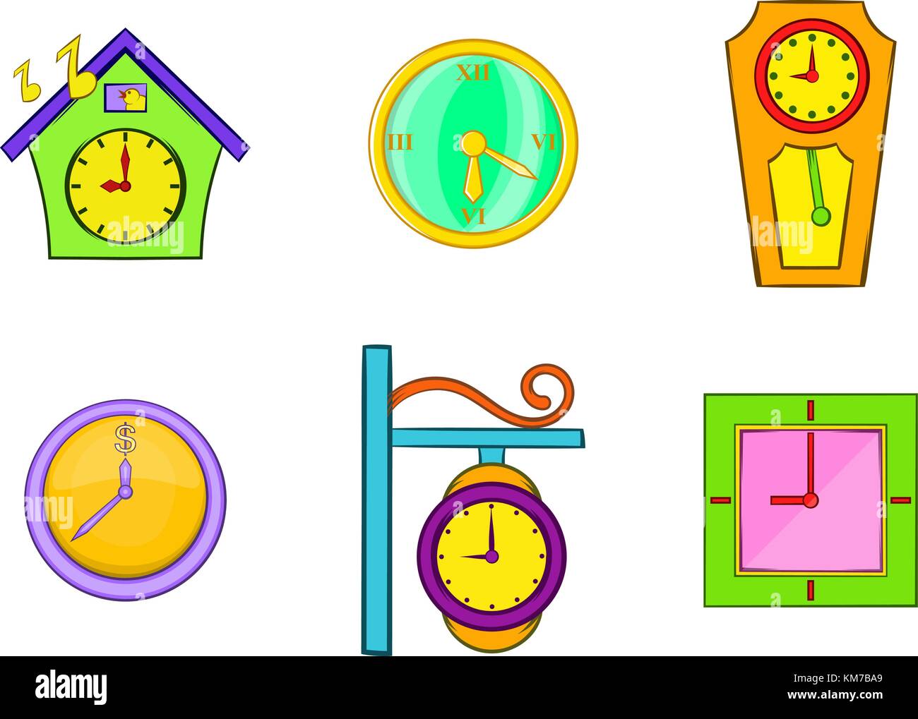 Wallclock icon set, cartoon style Stock Vector Image & Art - Alamy