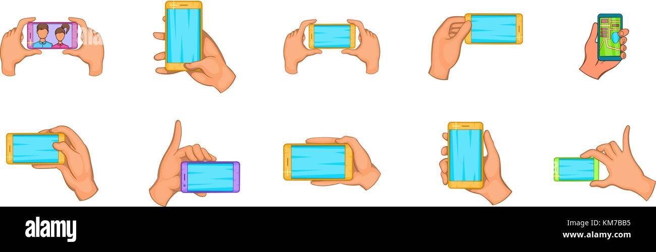 Hand smartphone icon set, cartoon style Stock Vector Image & Art - Alamy