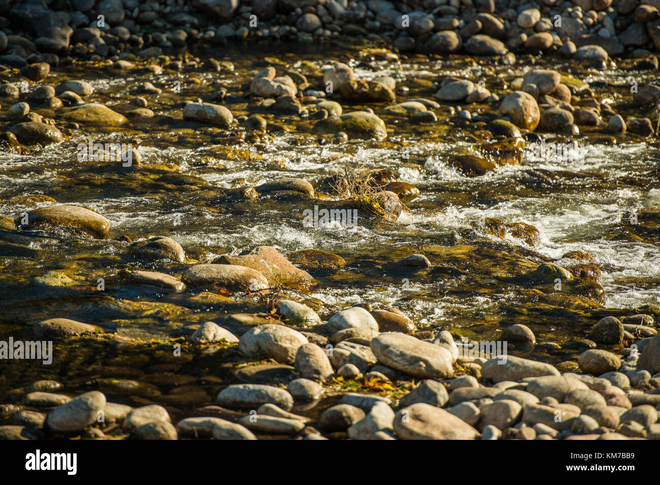 Details of the water running from the Jerte River as it passes through ...