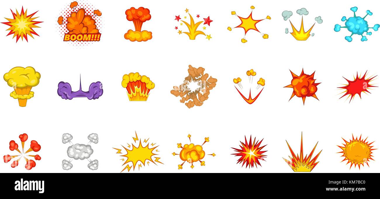 Explosion icon set, cartoon style Stock Vector Image & Art - Alamy