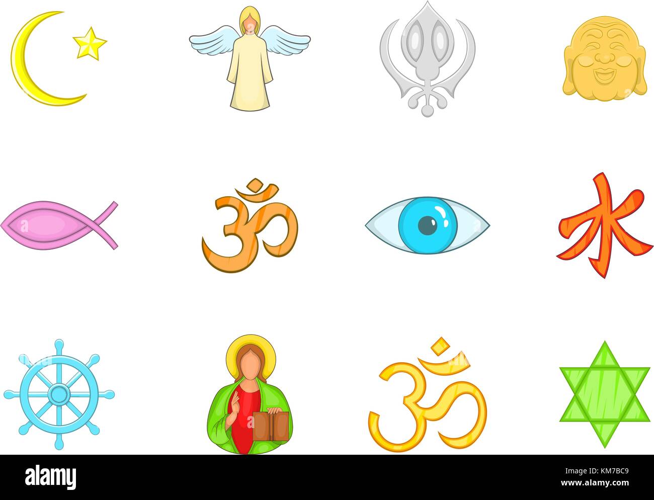 Religion sign icon set, cartoon style Stock Vector Image & Art - Alamy
