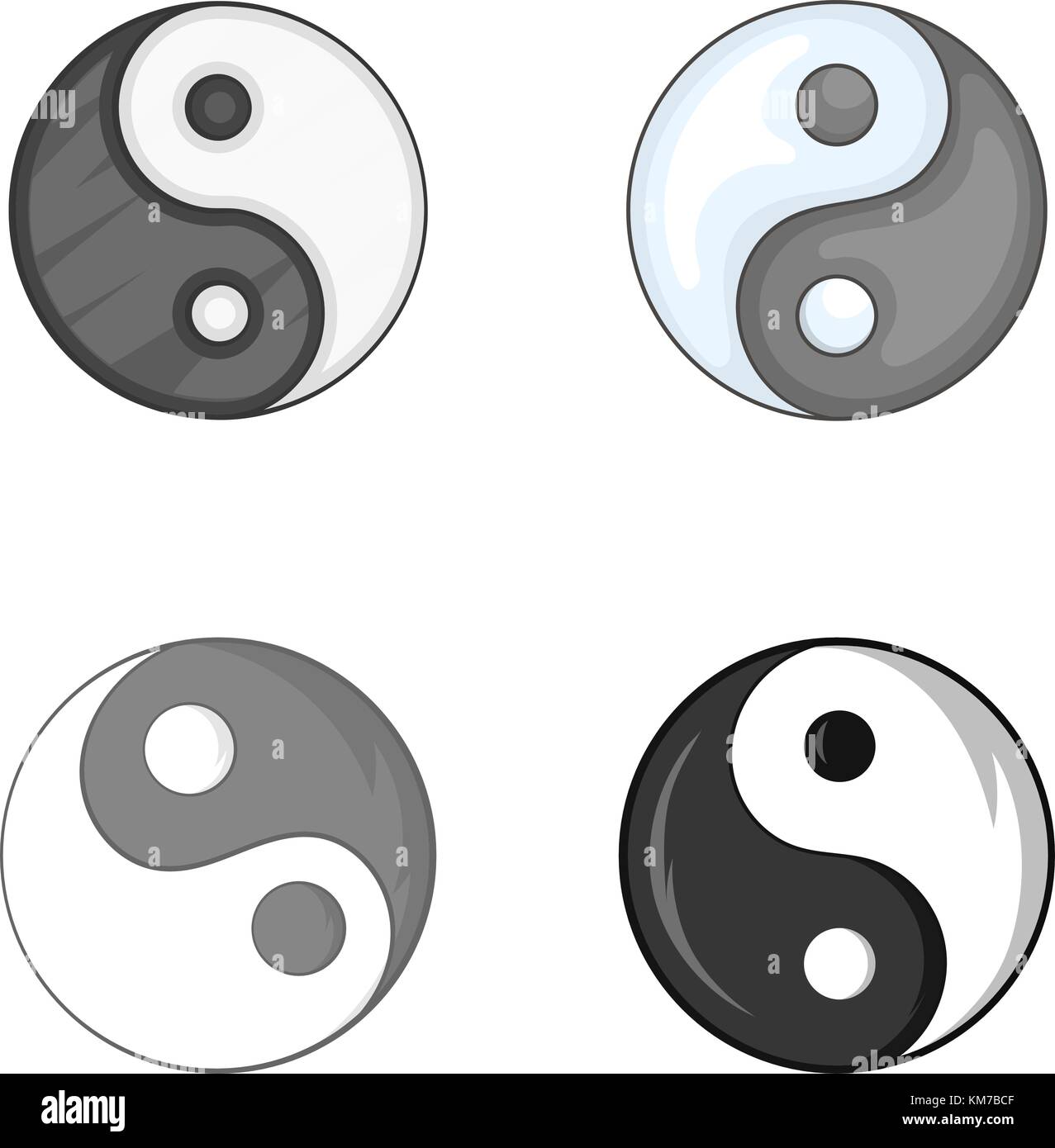 Yin yang symbol icon set, cartoon style Stock Vector Image & Art - Alamy