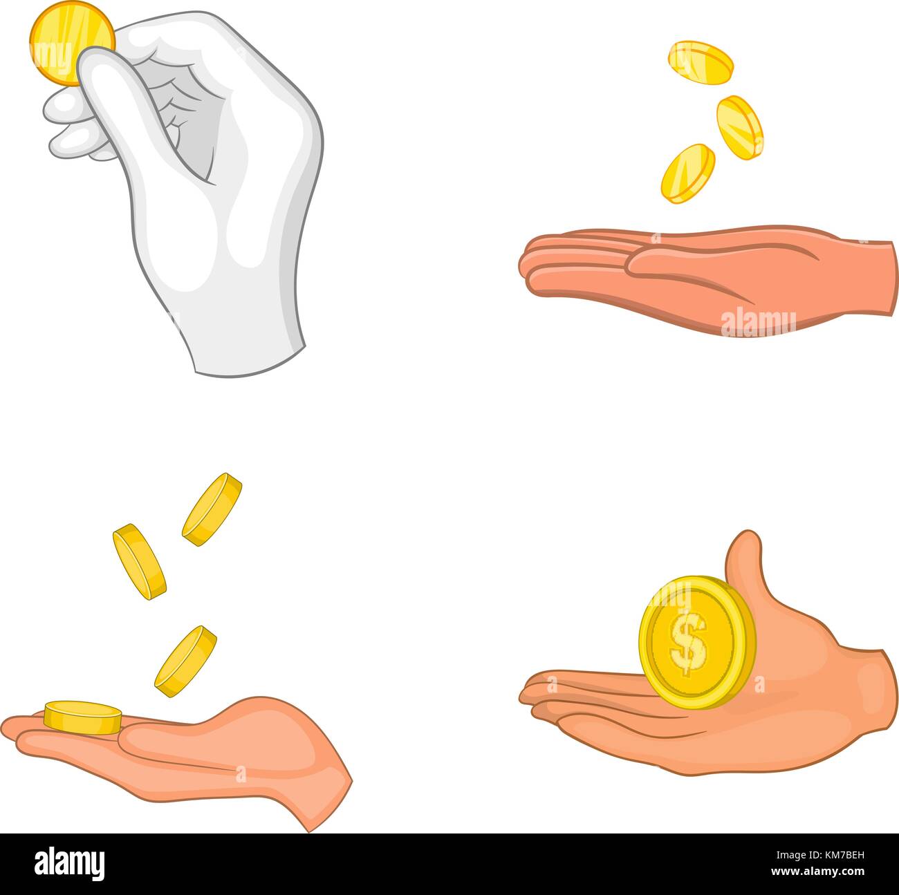 Coin in hand icon set, cartoon style Stock Vector Image & Art - Alamy