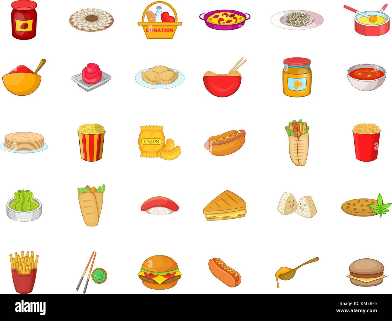 Food icon set, cartoon style Stock Vector Image & Art - Alamy