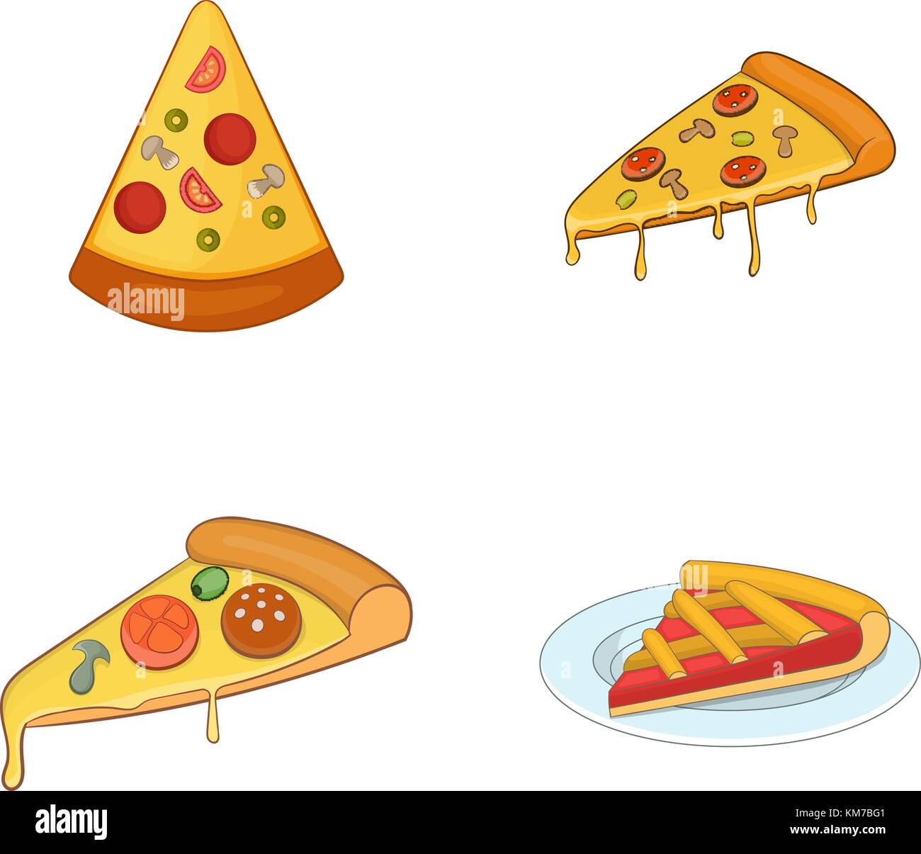 Pizza slice icon set, cartoon style Stock Vector Image & Art - Alamy
