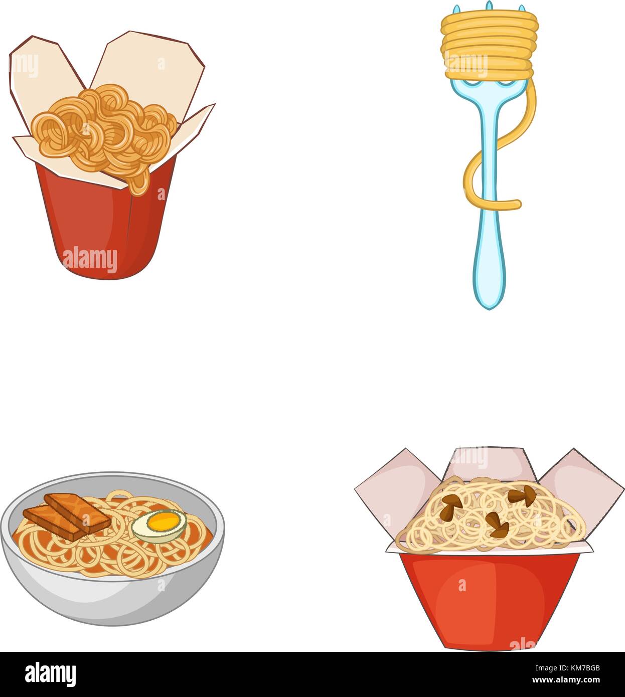 Spaghetti icon set, cartoon style Stock Vector Image & Art - Alamy