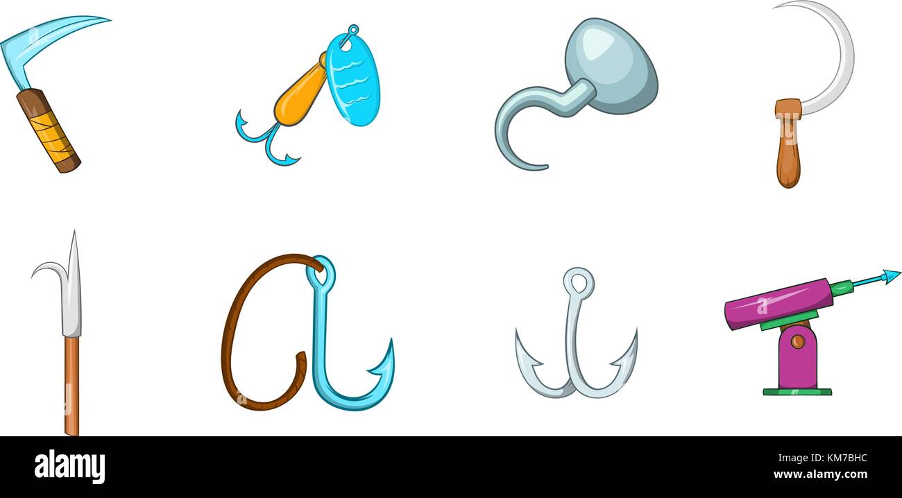 Hook icon set, cartoon style Stock Vector Image & Art - Alamy