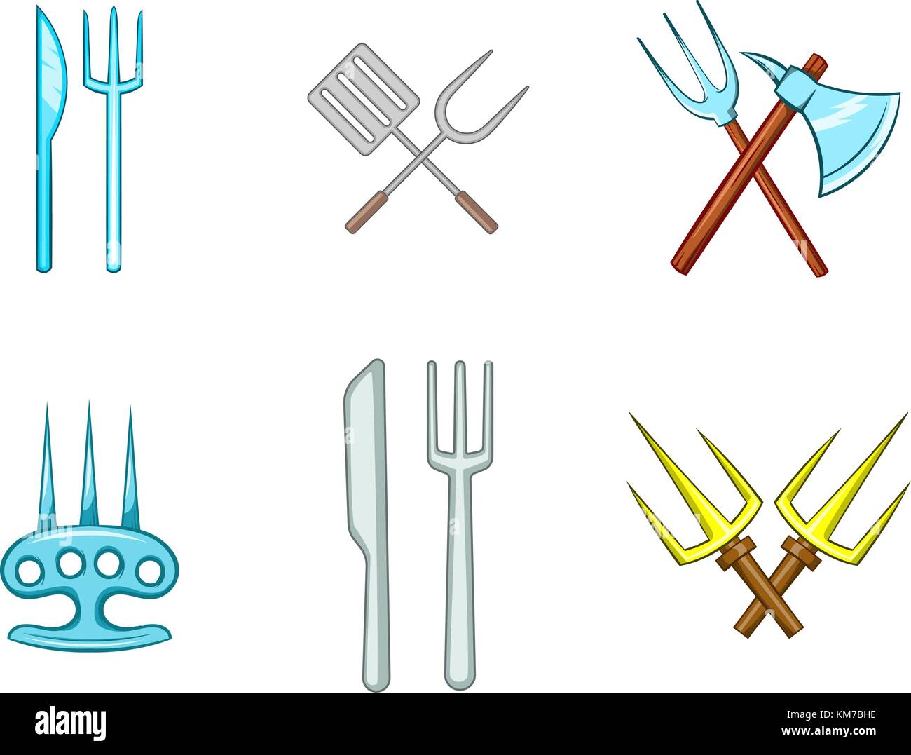 Fork icon set, cartoon style Stock Vector Image & Art - Alamy