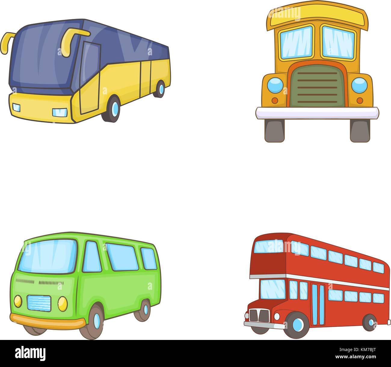 Bus icon set, cartoon style Stock Vector Image & Art - Alamy