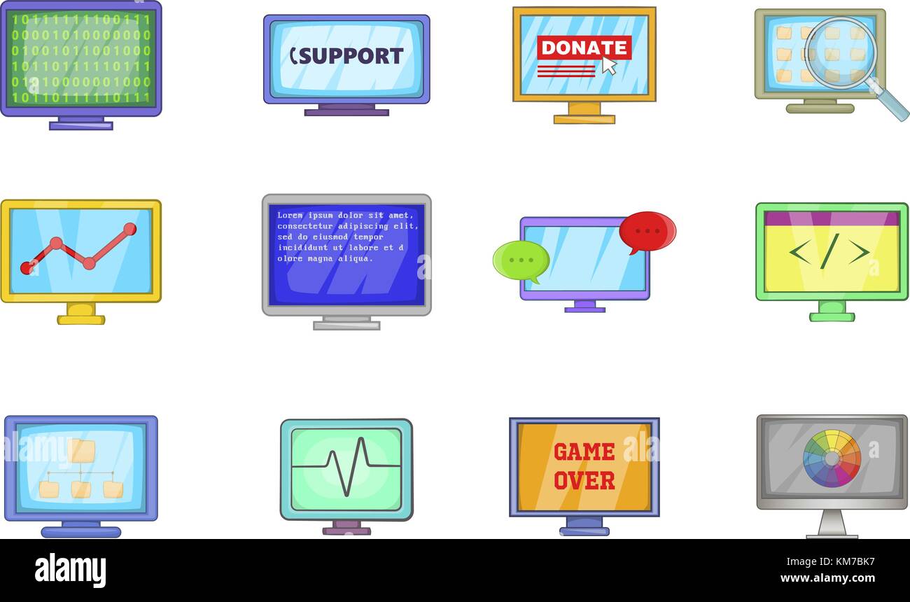 Monitor icon set, cartoon style Stock Vector Image & Art - Alamy