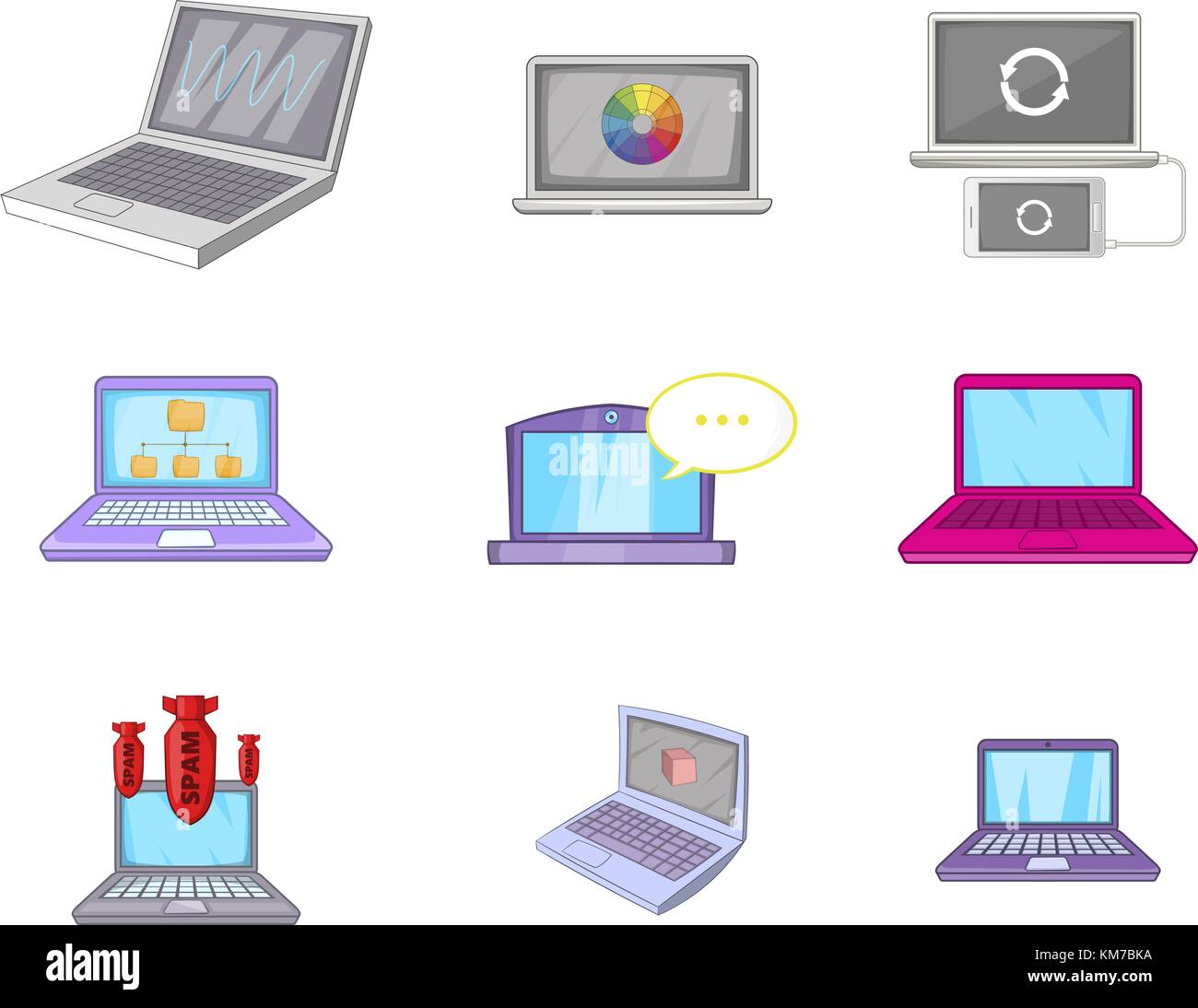 Laptop icon set, cartoon style Stock Vector Image & Art - Alamy