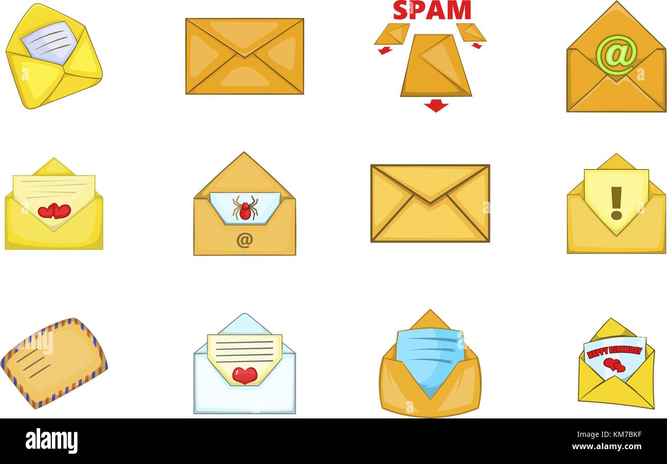 Mail icon set, cartoon style Stock Vector Image & Art - Alamy