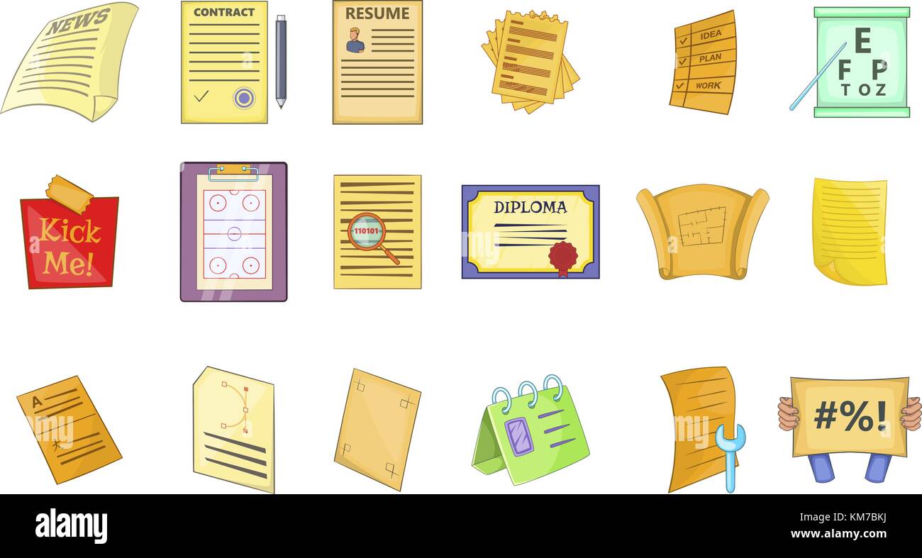 Paper icon set, cartoon style Stock Vector Image & Art - Alamy