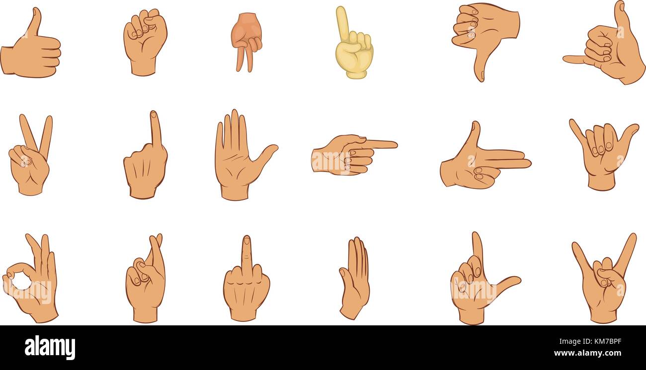 Hand sign icon set, cartoon style Stock Vector Image & Art - Alamy