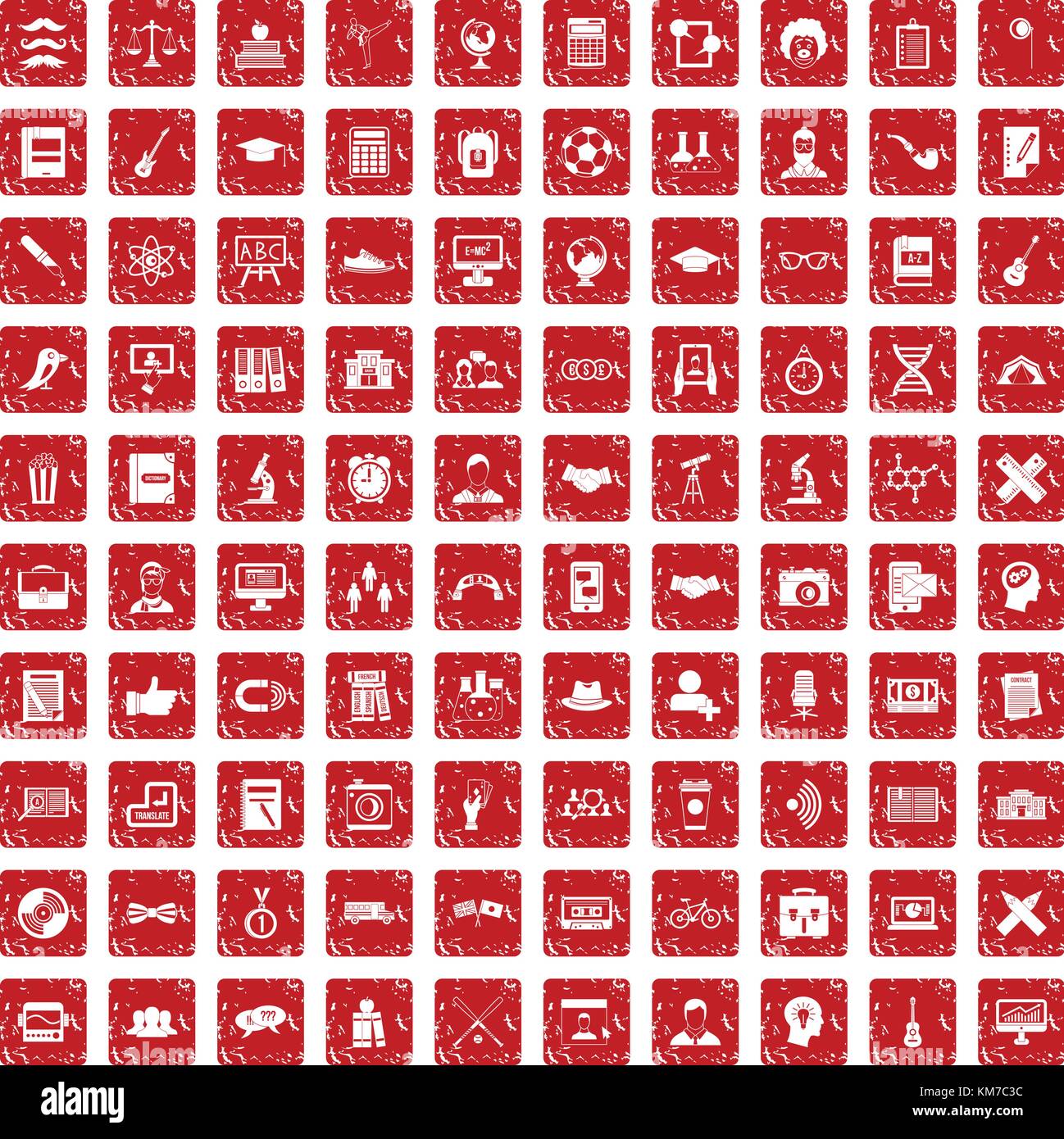 100 student icons set grunge red Stock Vector Image & Art - Alamy