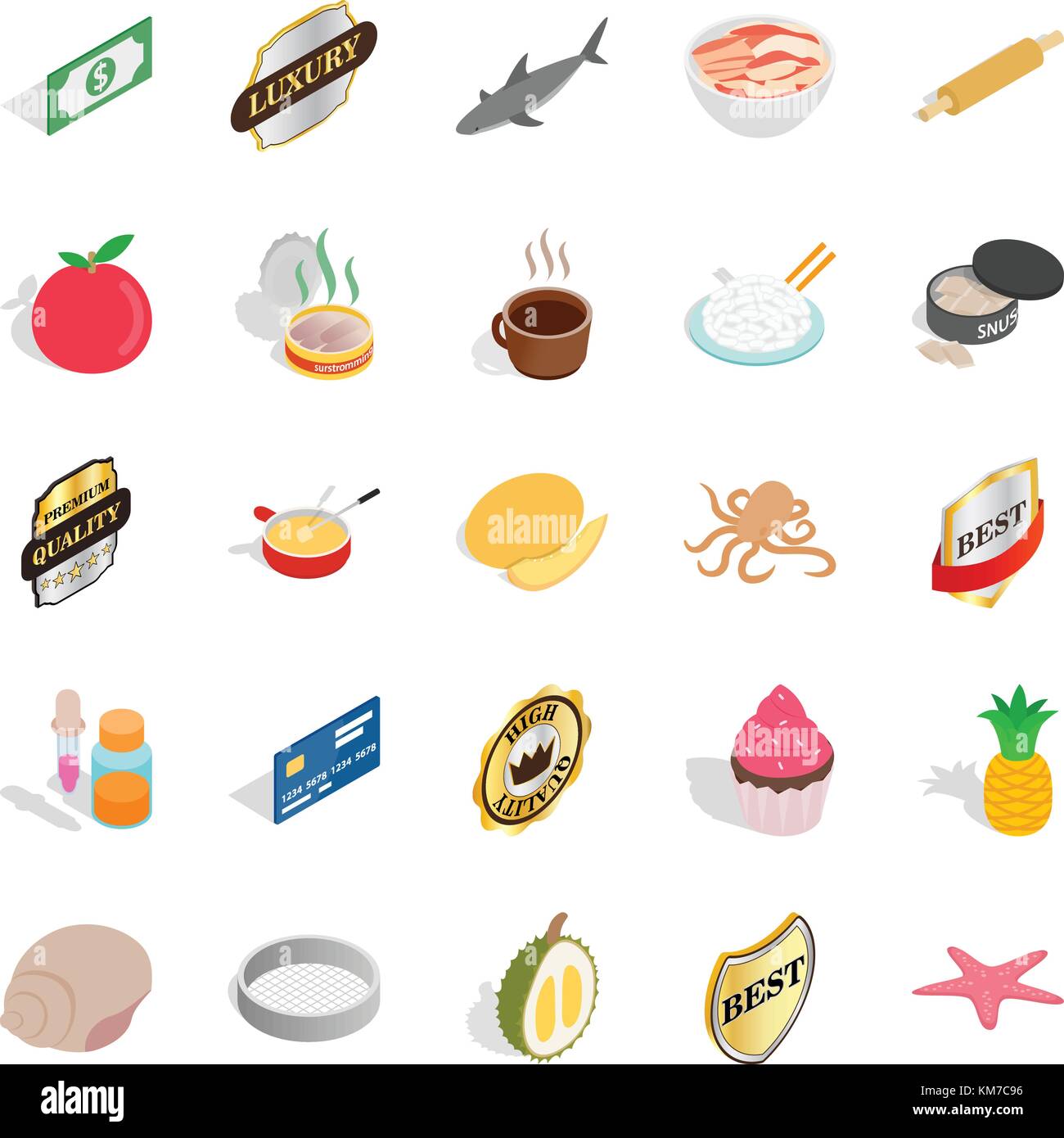 Food preparation icons set, isometric style Stock Vector Image & Art ...